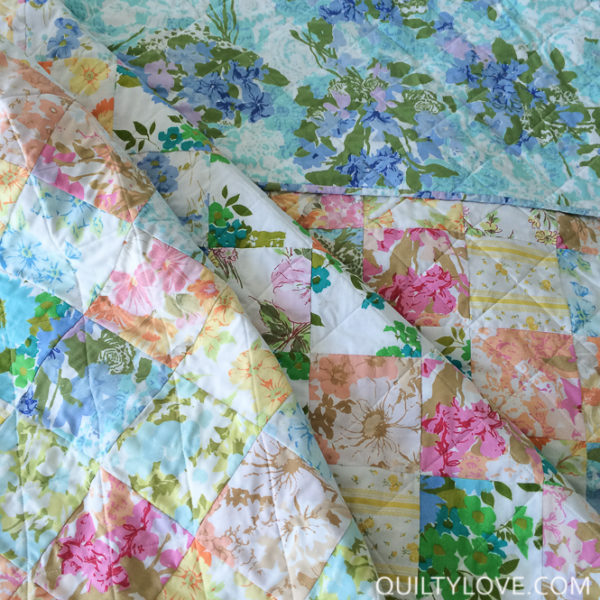 Vintage Sheets quilt [ Take one ] - Quilty Love