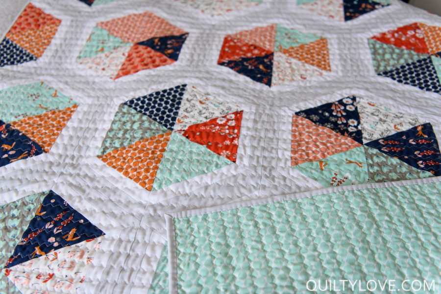 Fox Glove Blog Showcase- Triangle Hexies Quilt Pattern - Quilty Love