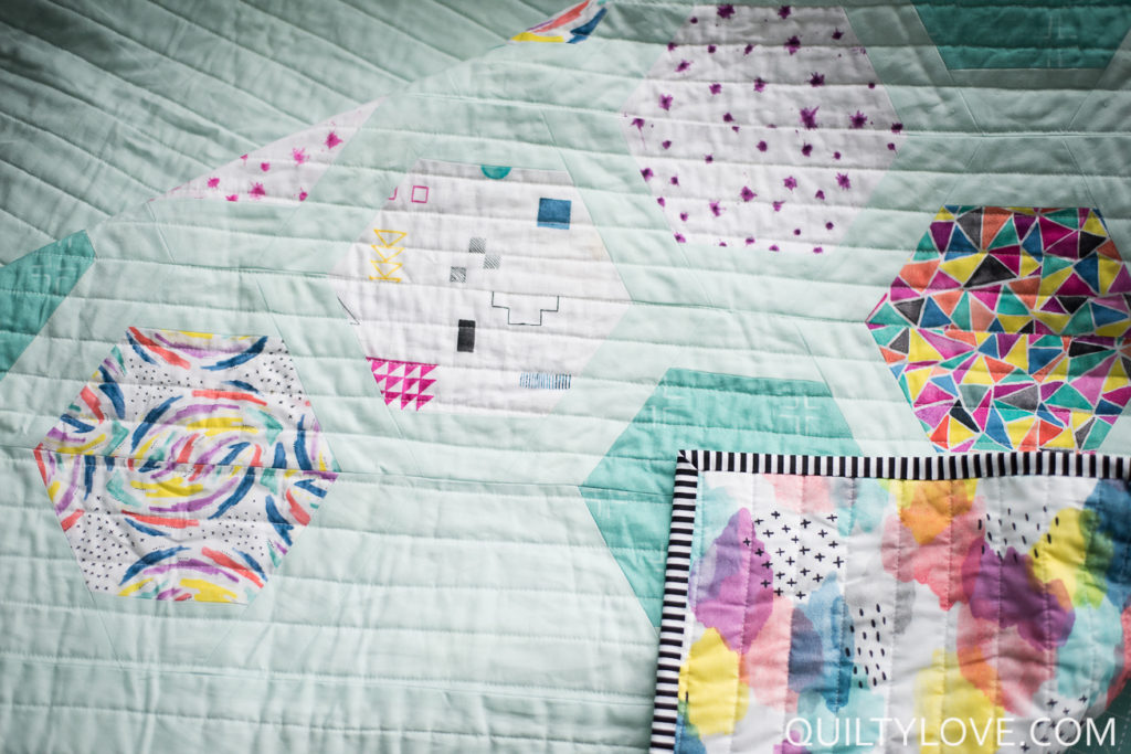 Brush Strokes Hexie Framed Quilt - Quilty Love