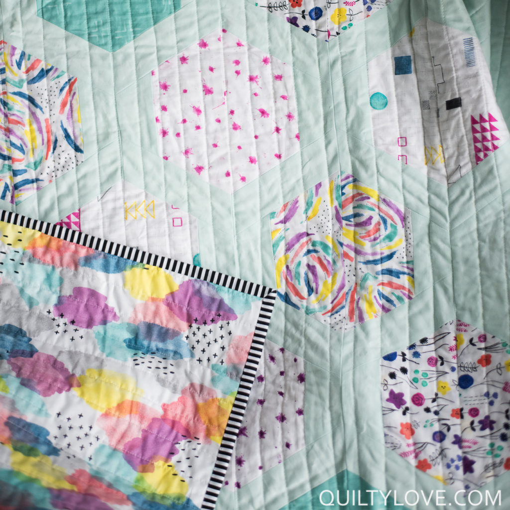 Brush Strokes Hexie Framed Quilt - Quilty Love