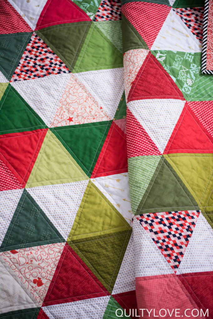 Scrappy Triangle Quilt - the Christmas one - Quilty Love