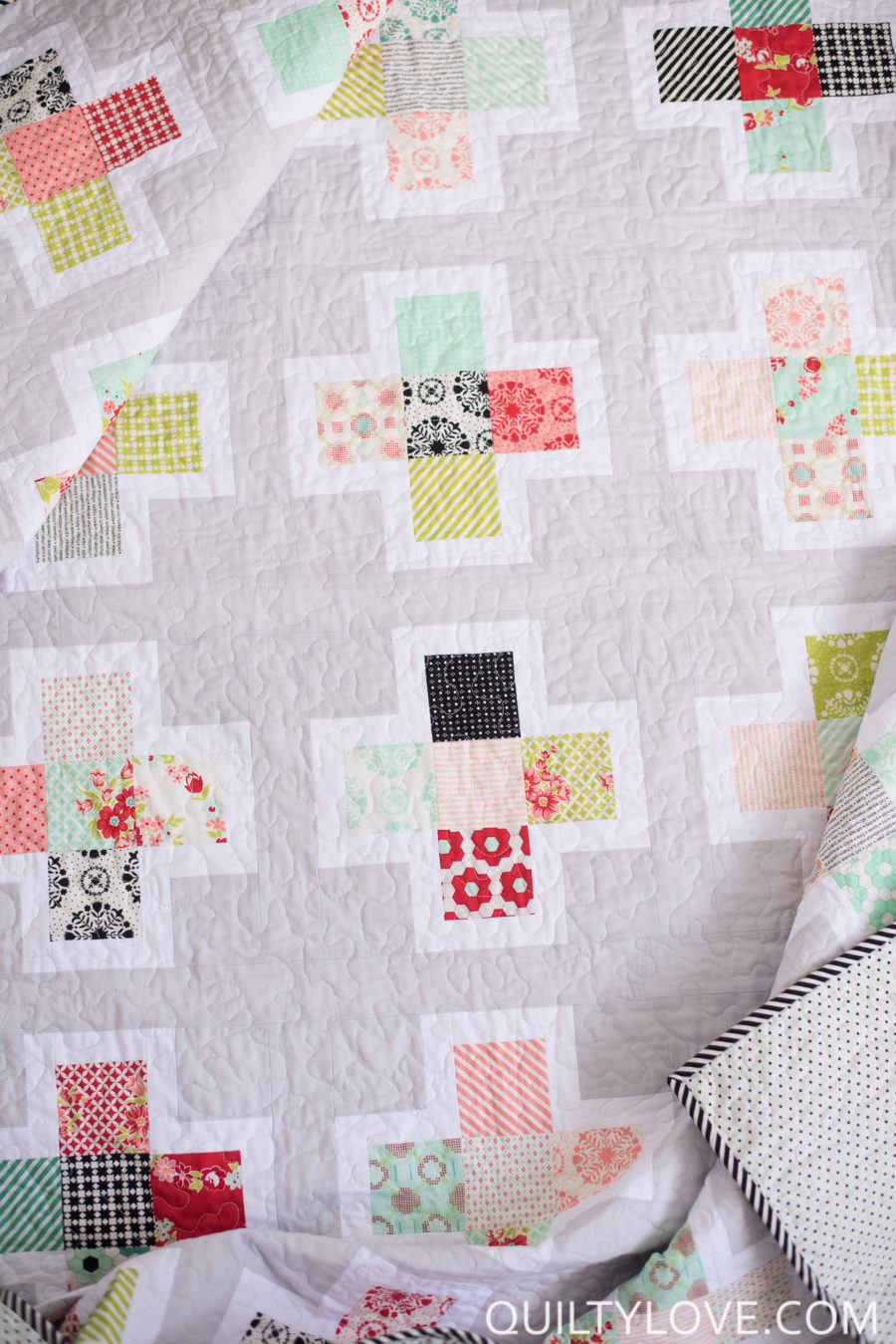 Handmade fabric Plus Squared Quilt - Quilty Love