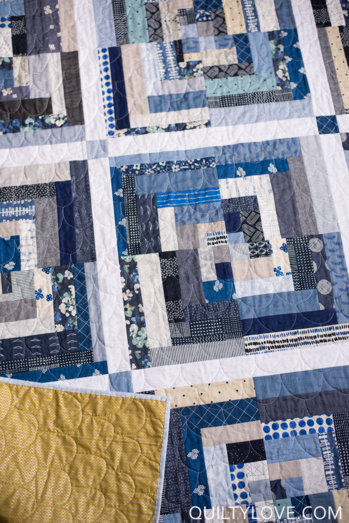 Scrappy Indigo Log Cabin Quilt - Quilty Love