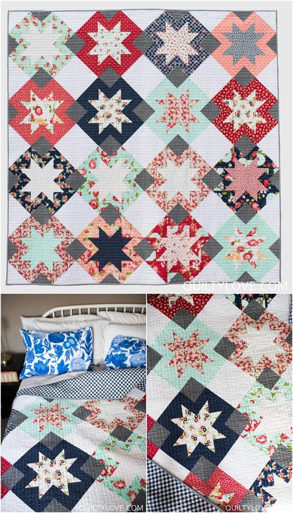 North Star Quilt _ A sawtooth star quilt pattern - Quilty Love