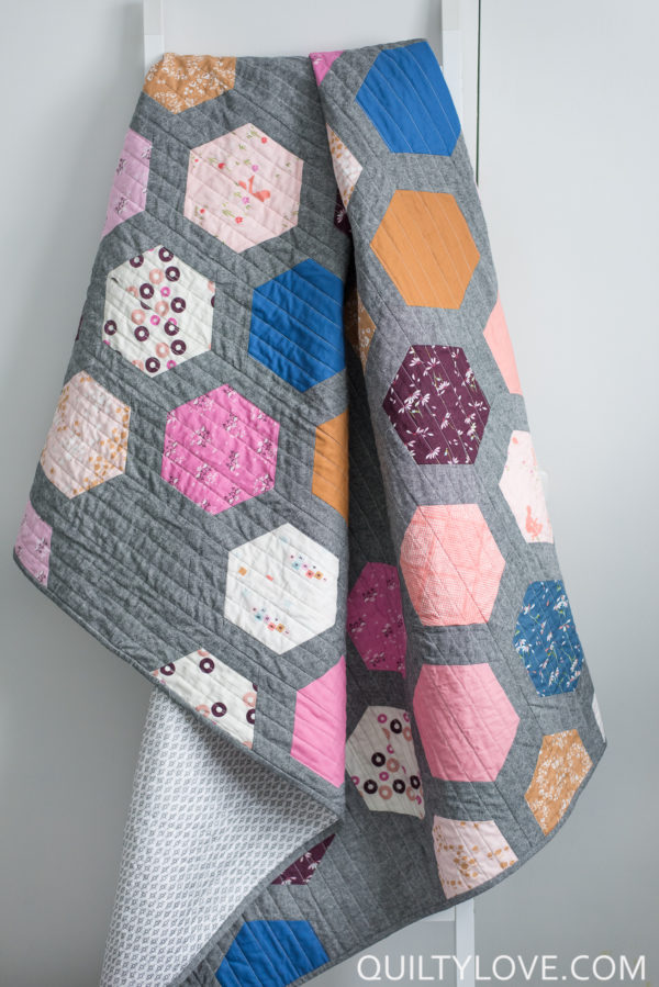 Hexie Framed Quilt - The essex linen one - Quilty Love