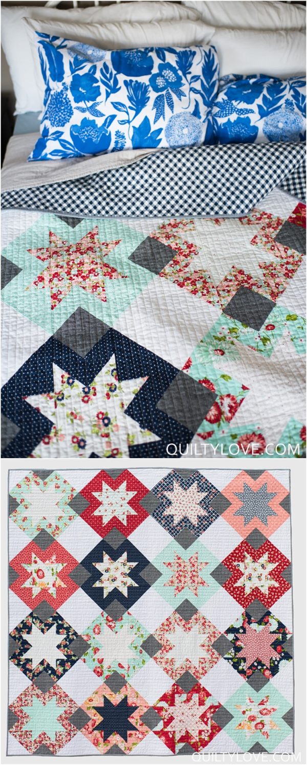 North Star Quilt _ A sawtooth star quilt pattern - Quilty Love