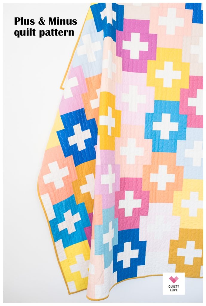 Plus and Minus quilt pattern-The bright solids one - Quilty Love