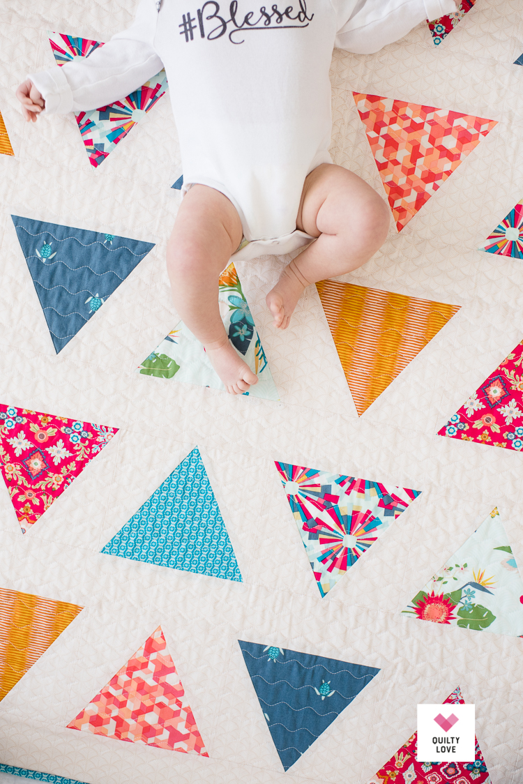 Triangle Pop baby quilt- The Aura fabrics one - Quilty Love