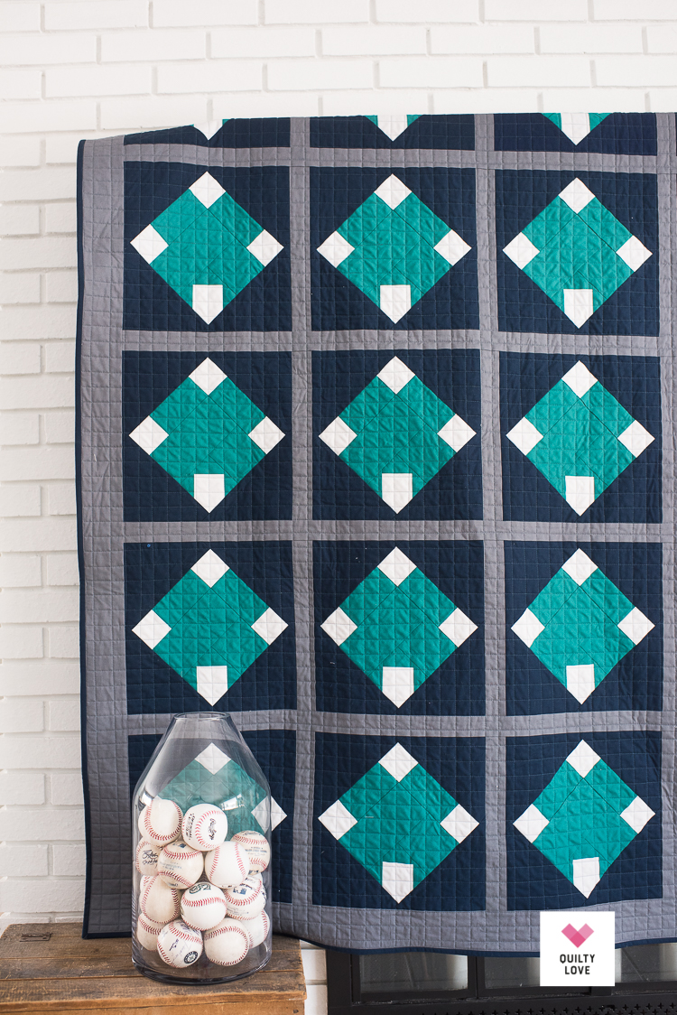 Home Run Quilt - A baseball quilt pattern - Quilty Love