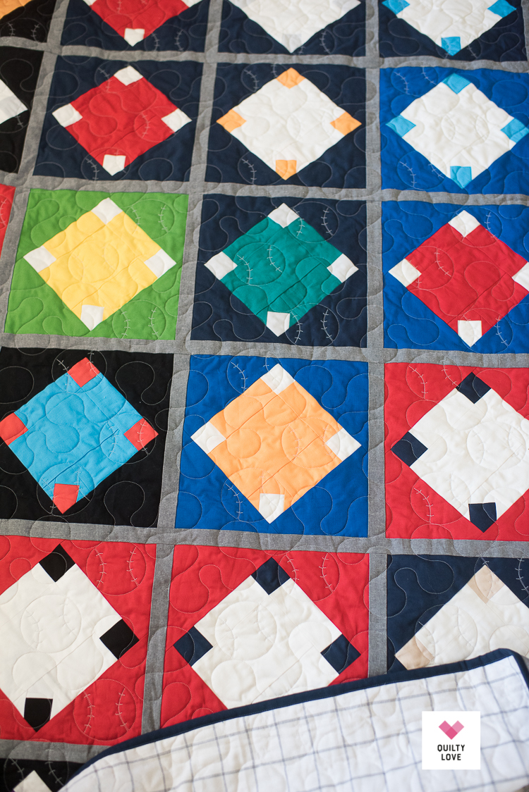 Home Run Quilt - A baseball quilt pattern - Quilty Love