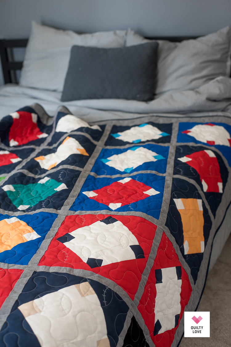 Home Run Quilt - A baseball quilt pattern - Quilty Love