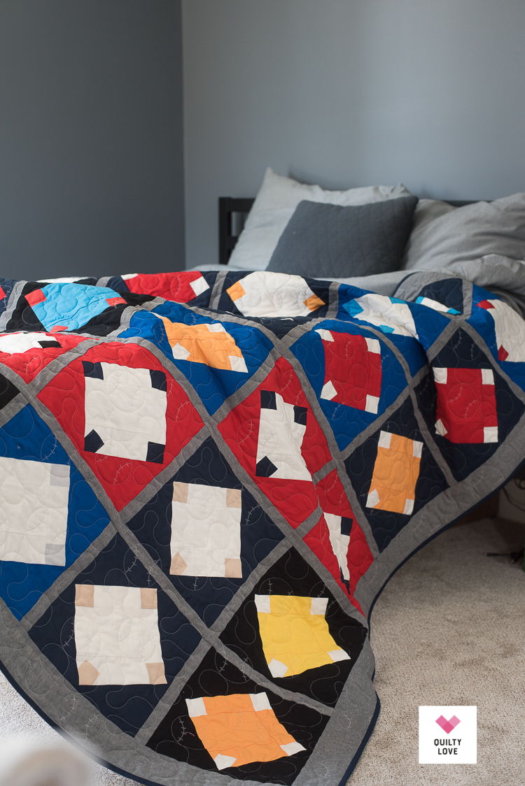 Home Run Quilt - A baseball quilt pattern - Quilty Love