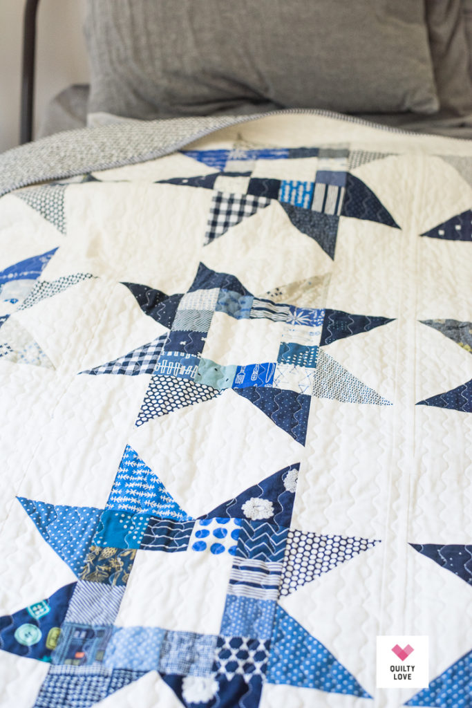 Quilty Stars Quilt pattern - The Scrappy blue one - Quilty Love