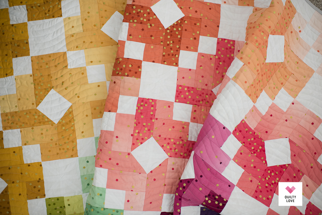 Confetti Ombre Gems Quilt Pattern - A colorful rainbow quilt - Quilty Love