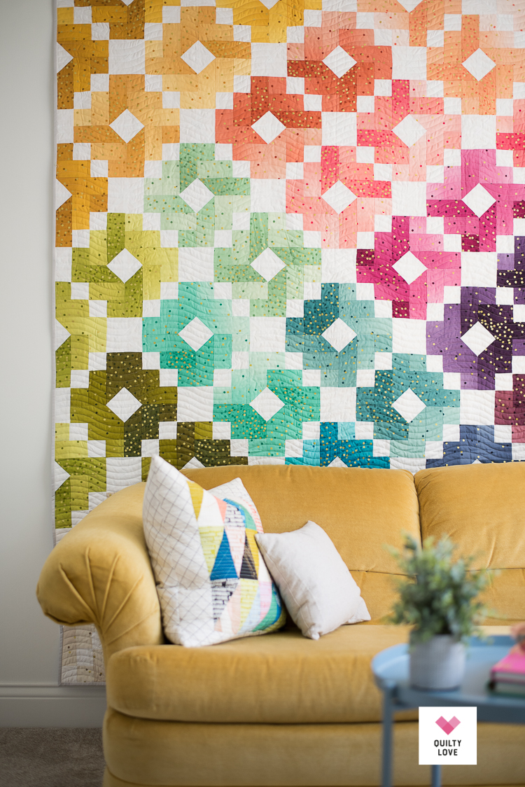 Confetti Ombre Gems Quilt Pattern - A colorful rainbow quilt - Quilty Love