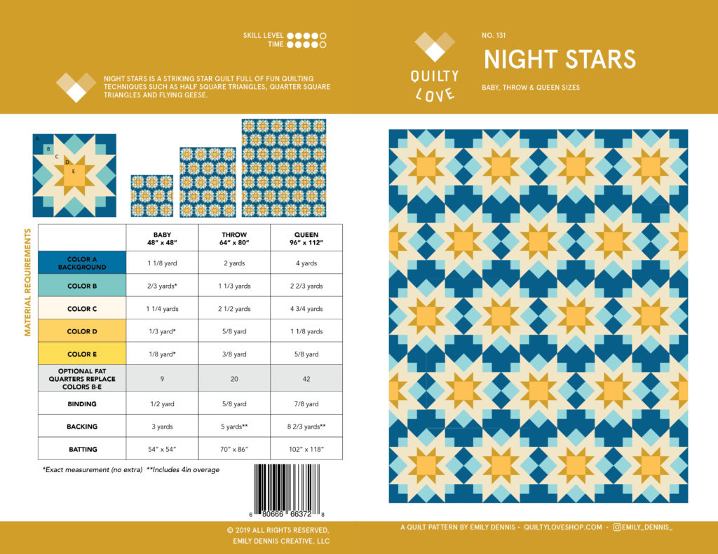Night Stars Quilt - A bold star quilt pattern - Quilty Love