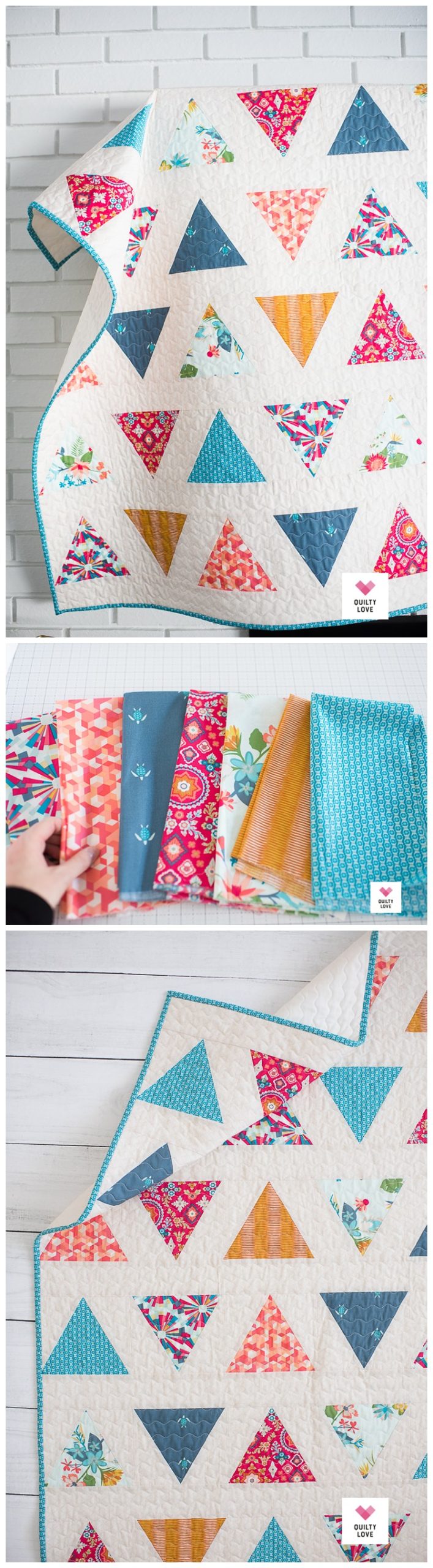 Triangle Pop baby quilt- The Aura fabrics one - Quilty Love