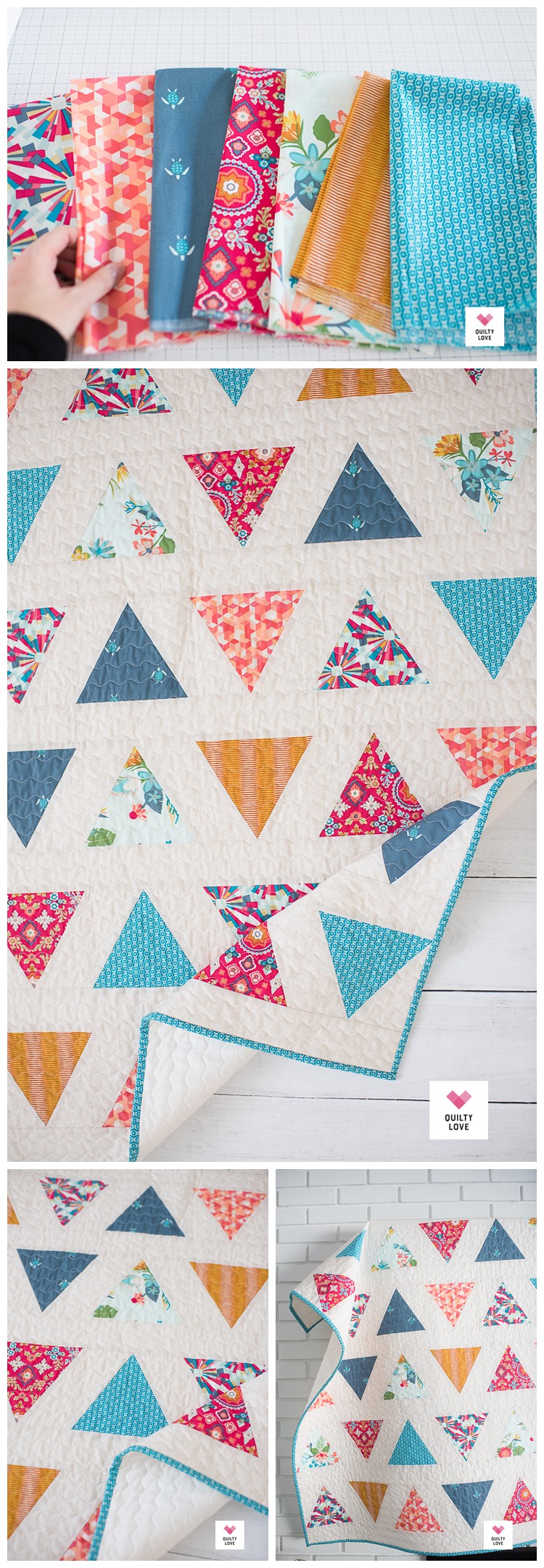 Triangle Pop baby quilt- The Aura fabrics one - Quilty Love