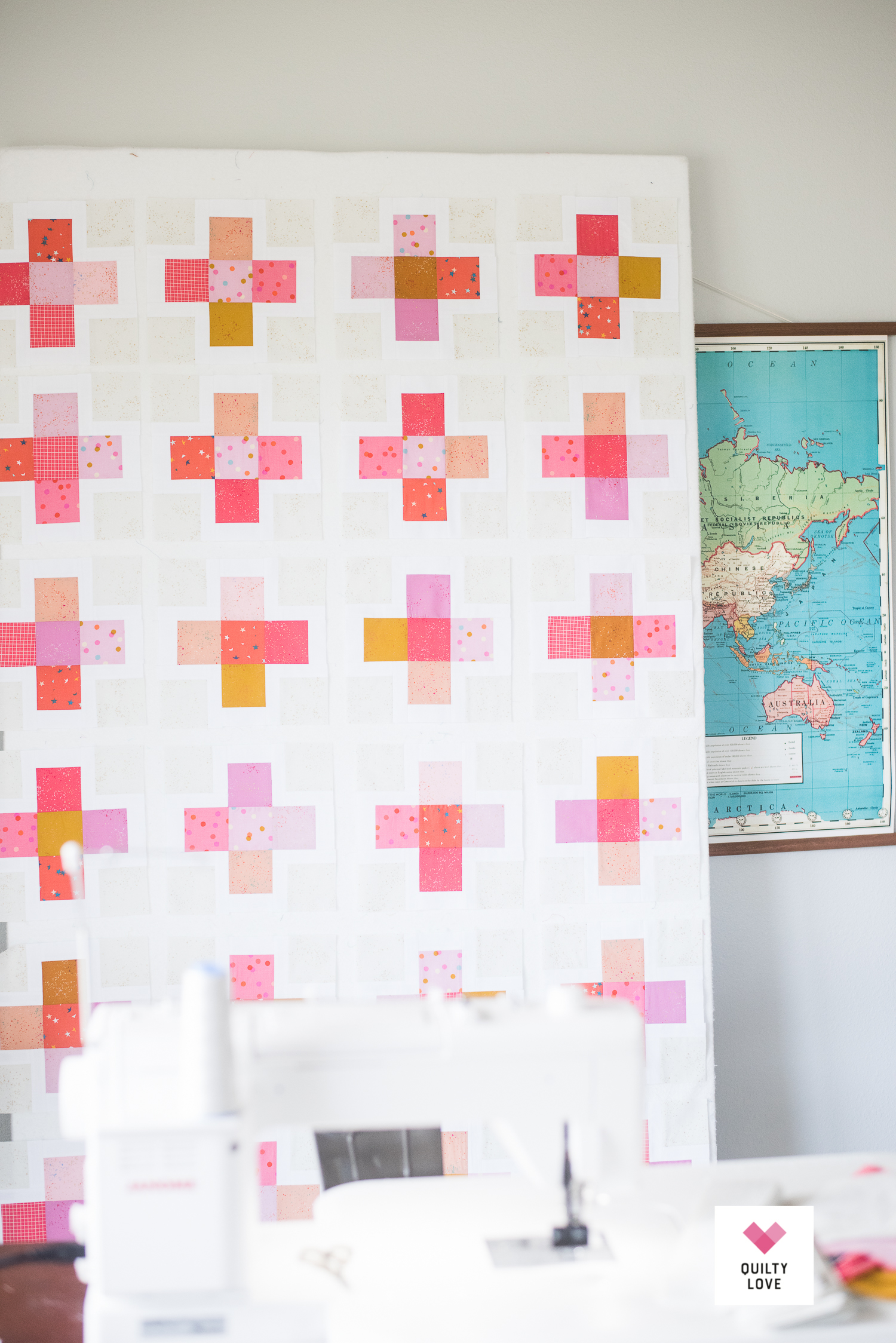 Plus Squared quilt - The scrappy Ruby Star Society one - Quilty Love