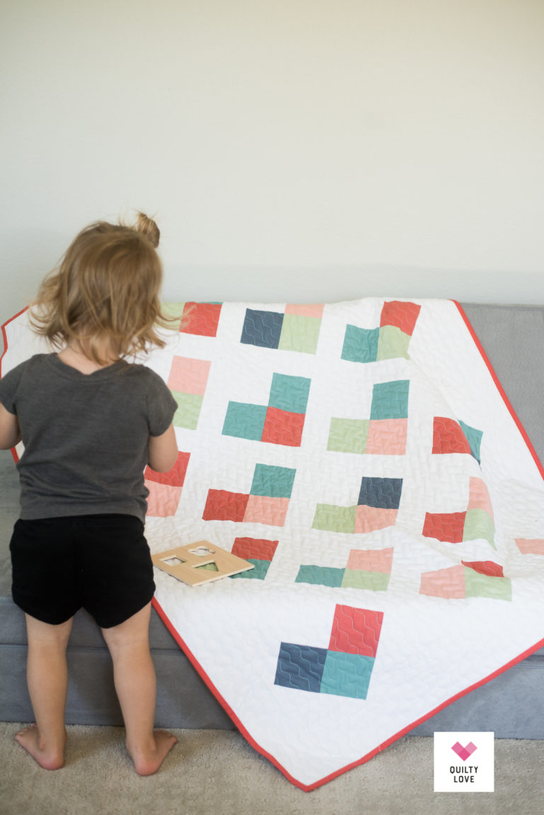 Quilty Hearts baby quilt pattern - The scrappy solids one - Quilty Love