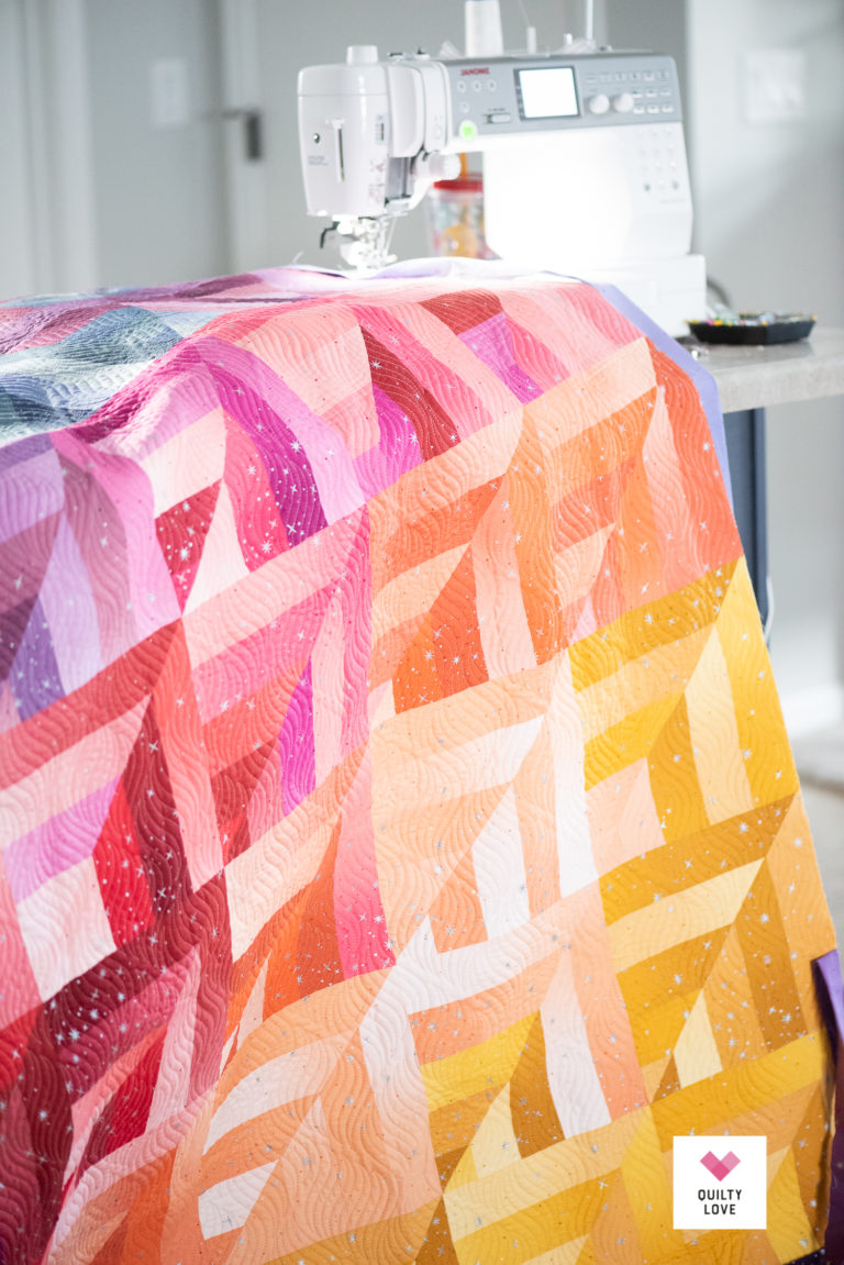 Rainbow Ombre Lucky Log Cabins quilt - Quilty Love