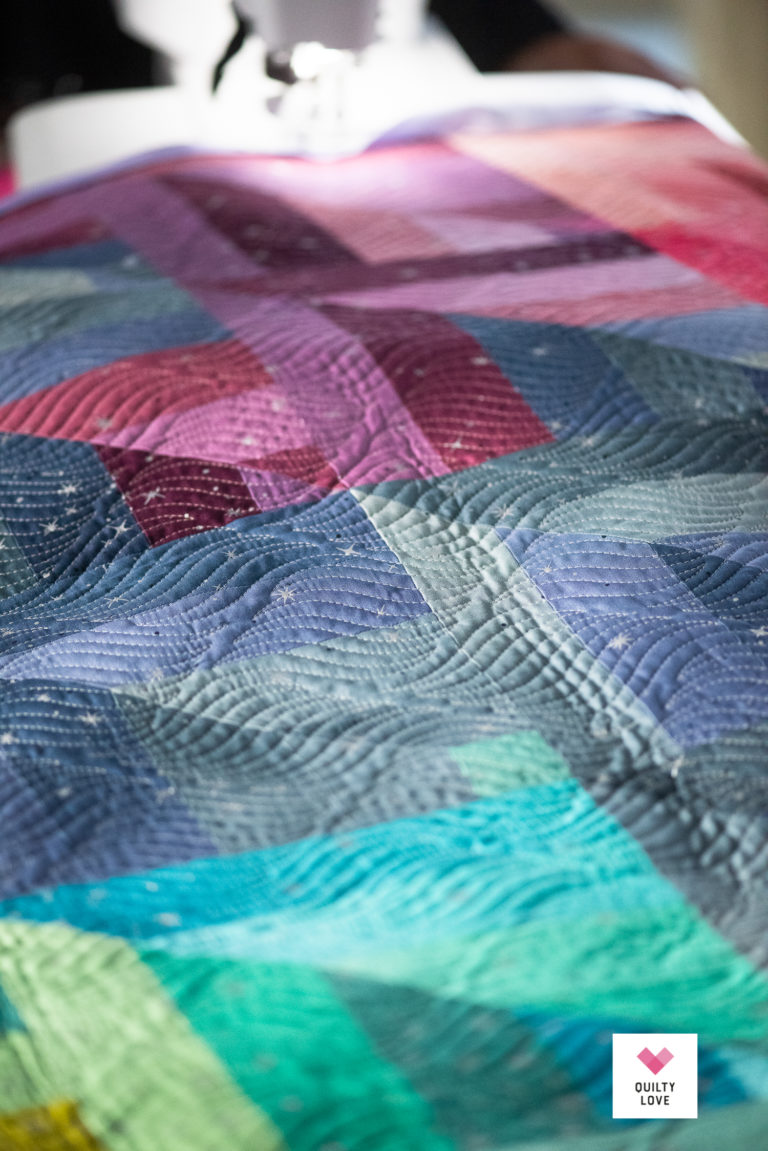 Rainbow Ombre Lucky Log Cabins quilt - Quilty Love