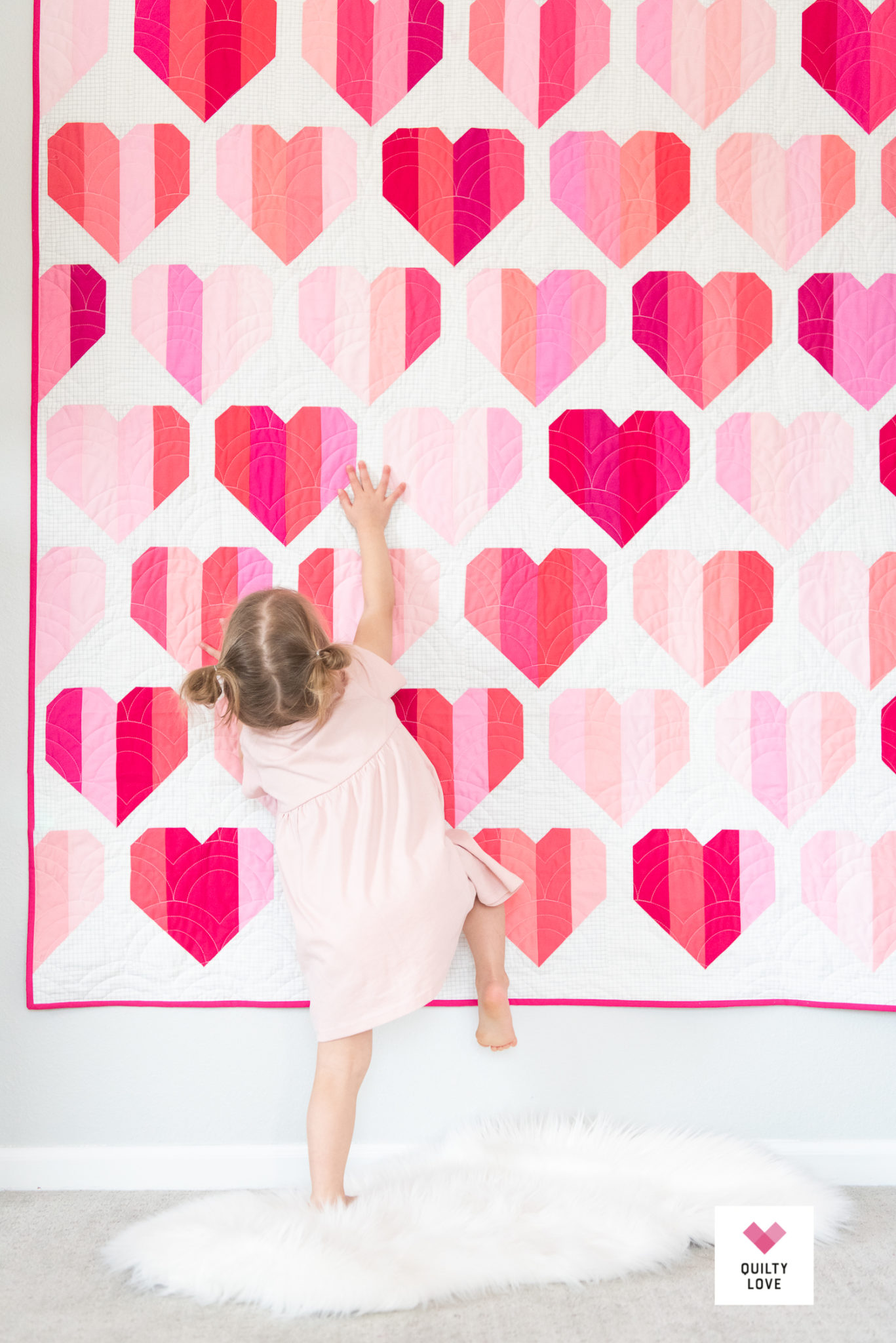 Infinite Hearts Quilt Pattern - A scrappy happy heart quilt - Quilty Love