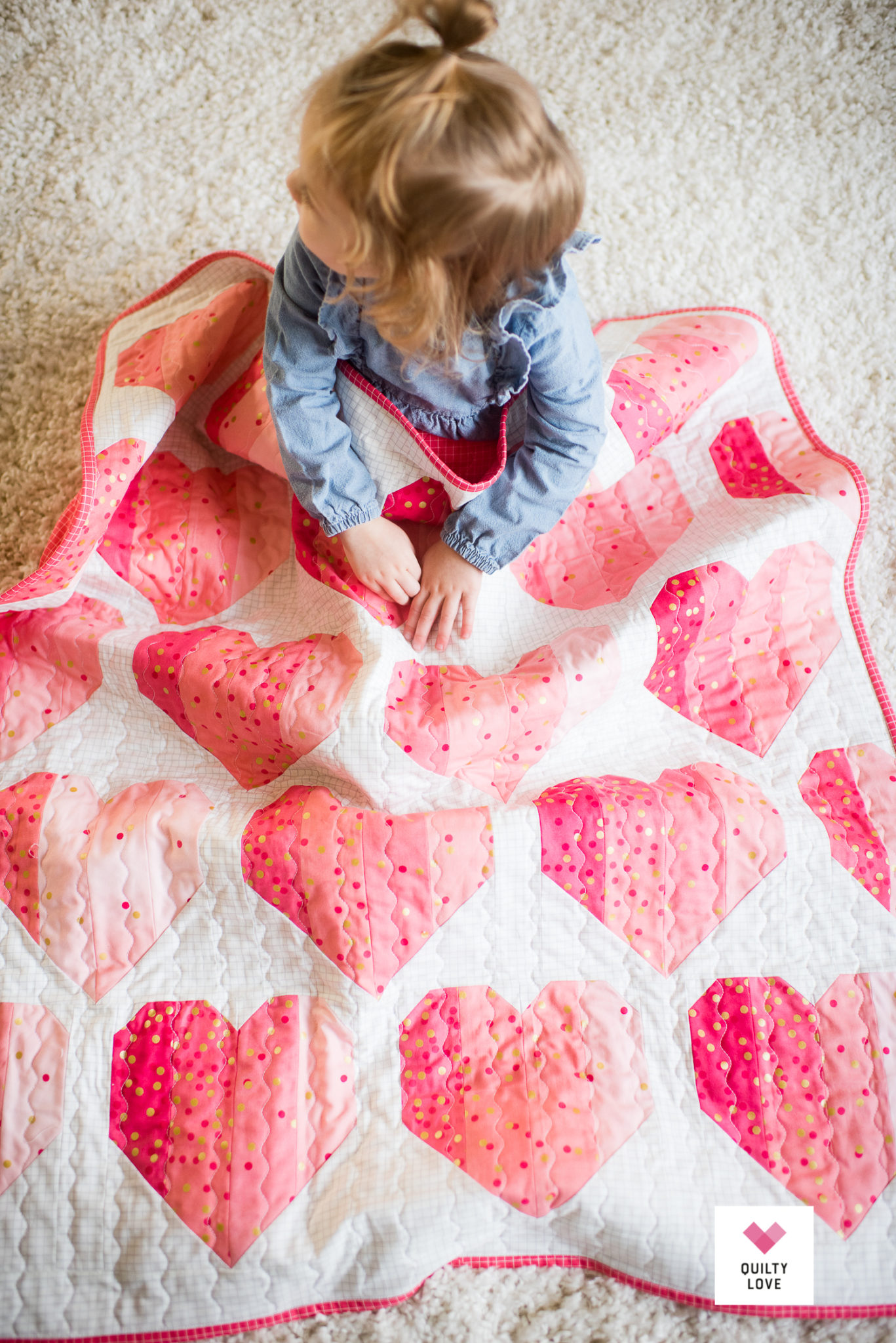 The Ombre Infinite Hearts Baby Quilt - Quilty Love
