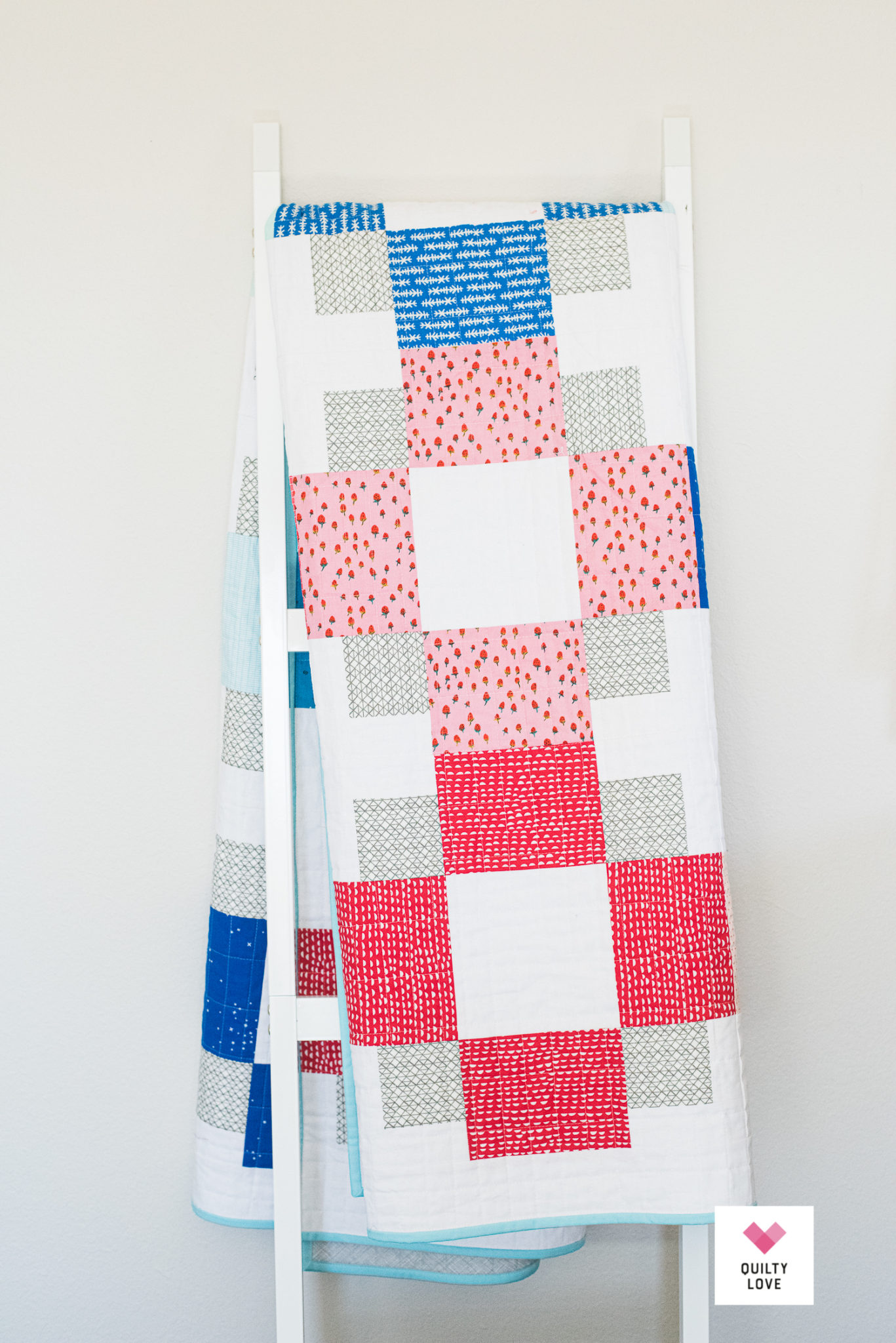 Hopscotch II - the scrappy red and blue one - Quilty Love