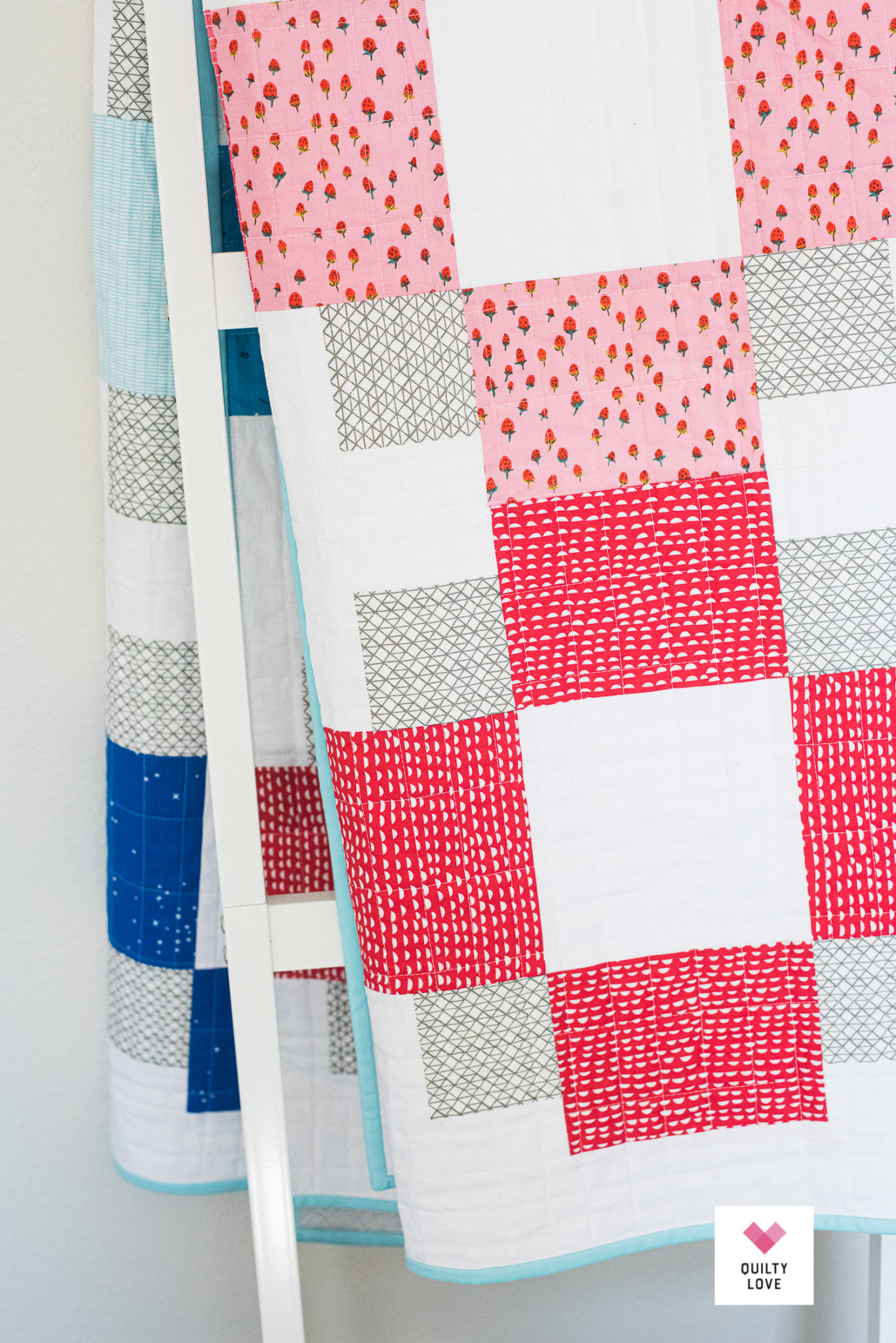 Hopscotch II - the scrappy red and blue one - Quilty Love
