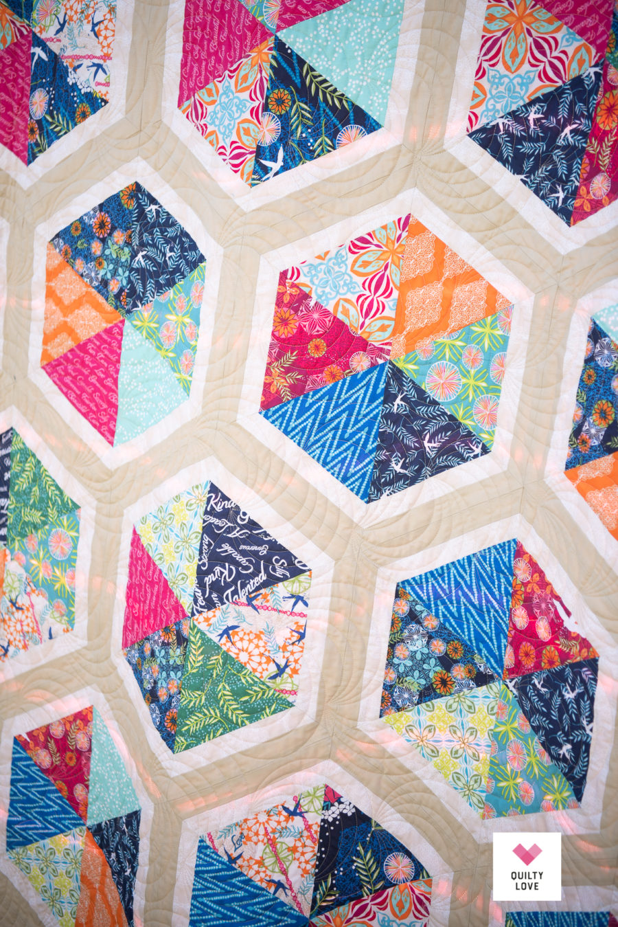 Free Spirit Fabrics Triangle Hexies Quilt - Quilty Love