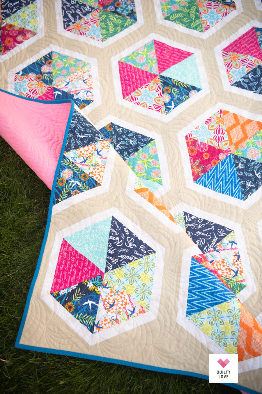 Free Spirit Fabrics Triangle Hexies Quilt - Quilty Love