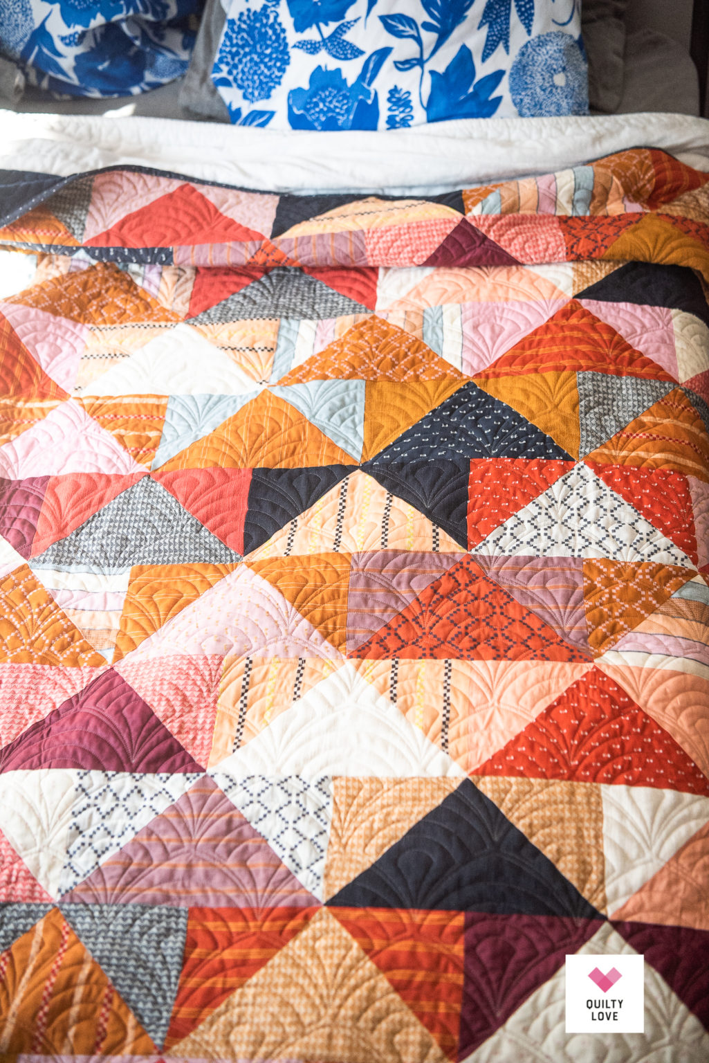 Warp and Weft Patchwork Flying Geese Quilt - Quilty Love