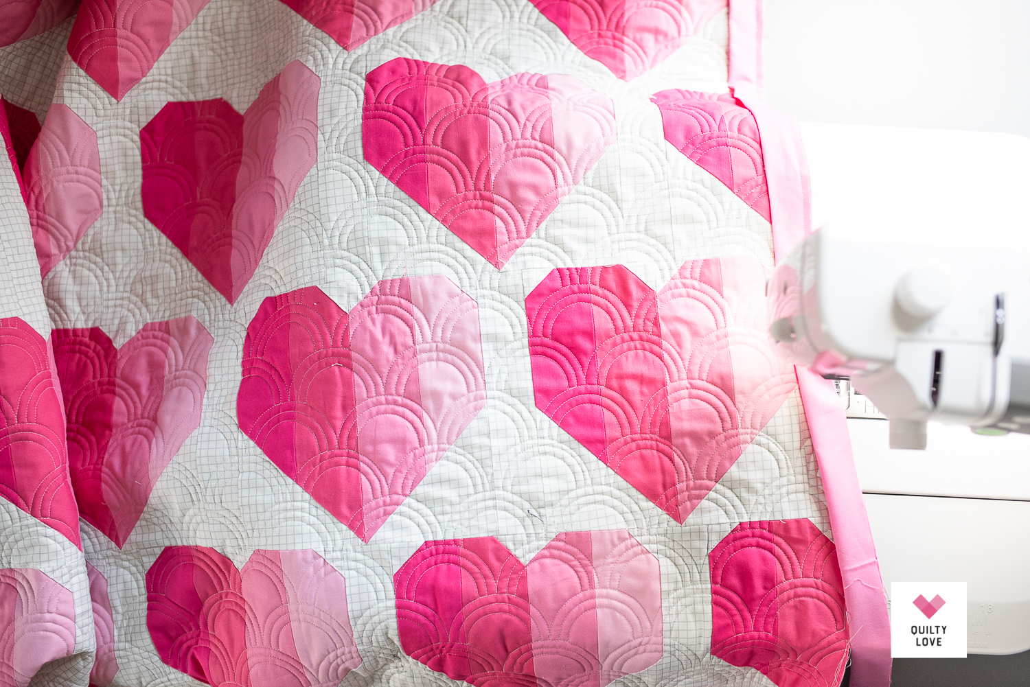 Four Color Infinite Hearts quilt - Quilty Love