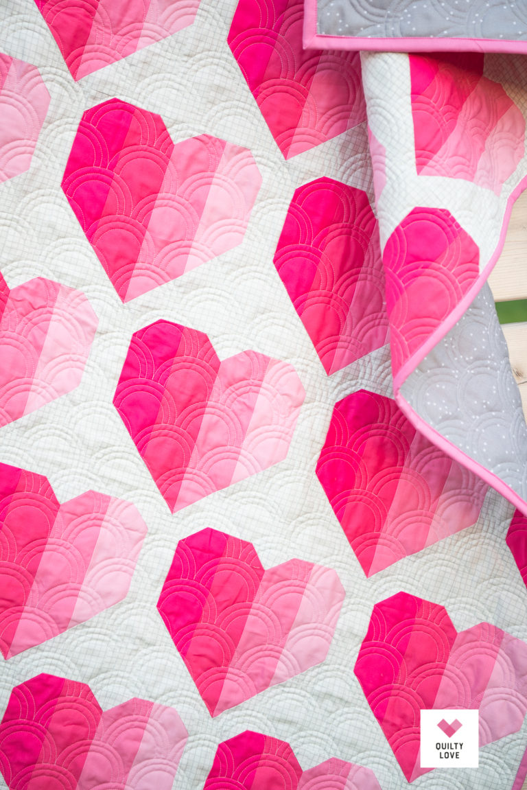 Four Color Infinite Hearts quilt - Quilty Love