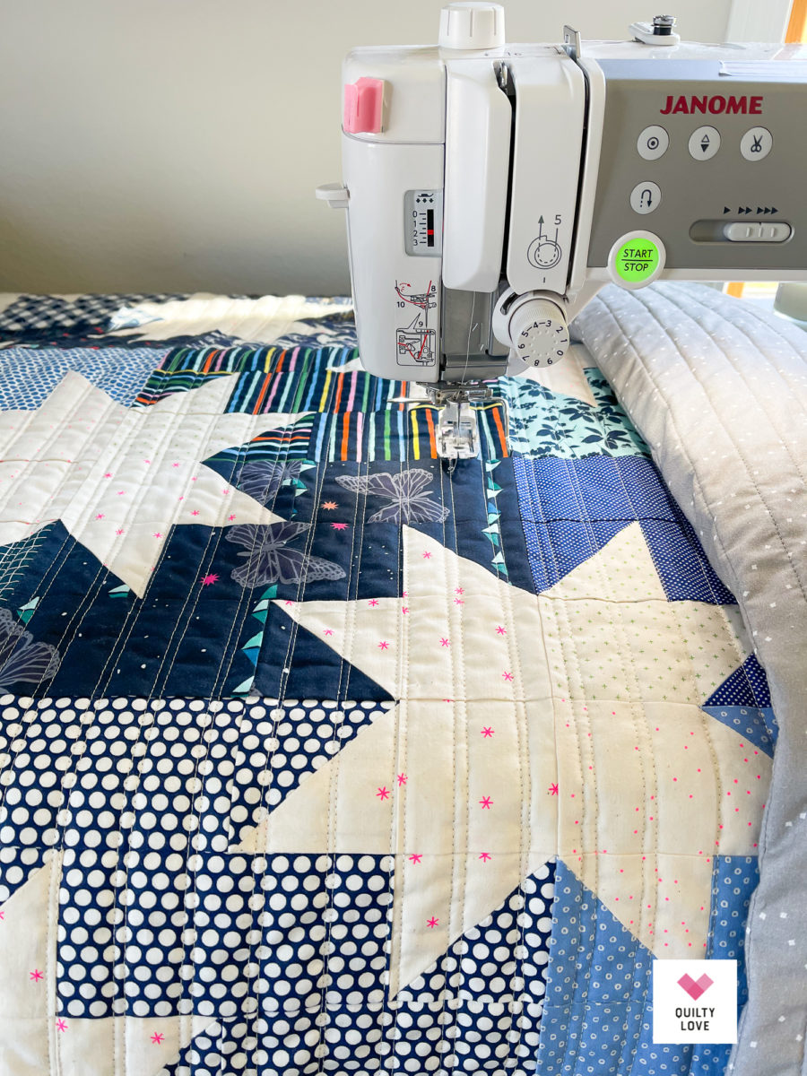 Scrappy Star Pop baby quilt - Quilty Love
