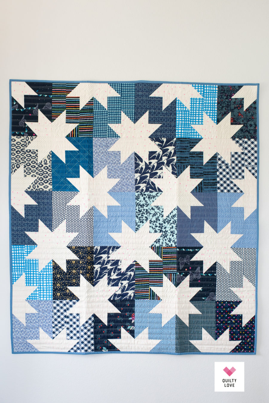 Scrappy Star Pop baby quilt - Quilty Love