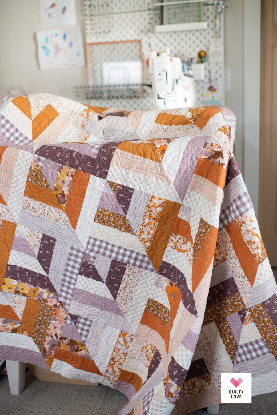 Lucky Log Cabins - The purple stash quilt - Quilty Love