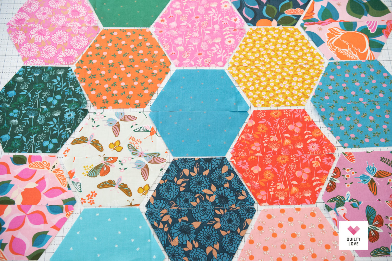 Hexie Framed Quilt - The Stay Gold One - Quilty Love