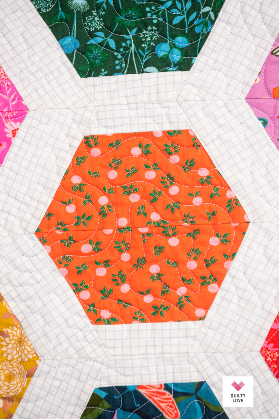 Hexie Framed Quilt - The Stay Gold One - Quilty Love