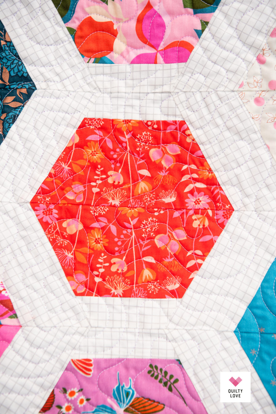 Hexie Framed Quilt - The Stay Gold One - Quilty Love