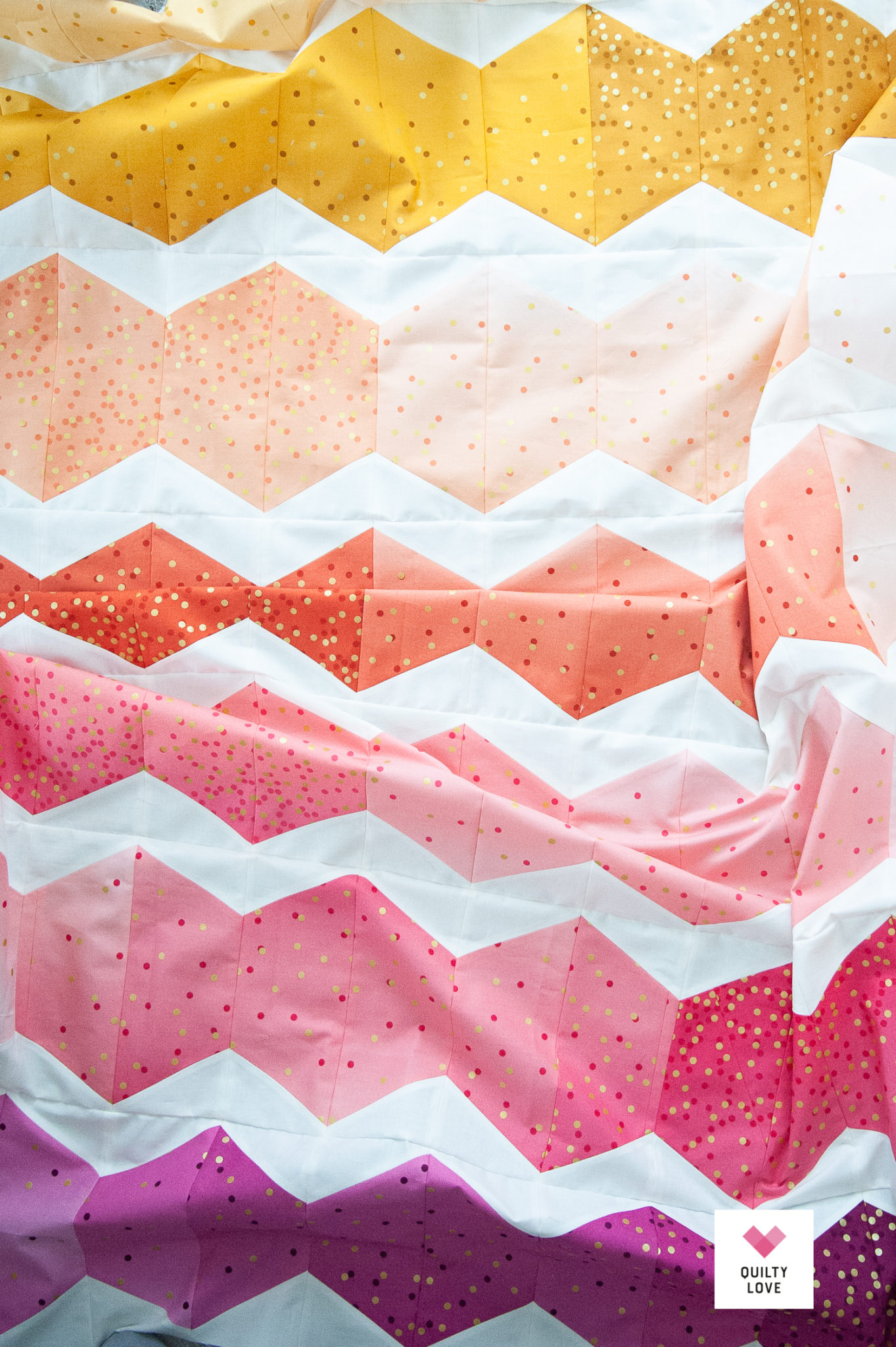 Ombre Hexie Pop Quilt - The Warm version - Quilty Love