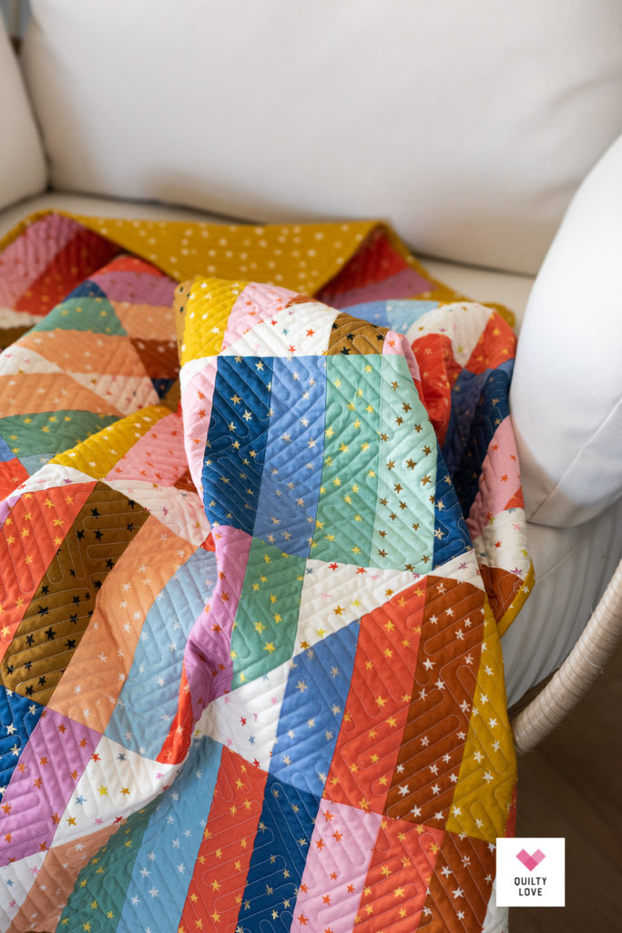 Happy Stripes quilt pattern - Starry Fabrics Stash Buster - Quilty Love