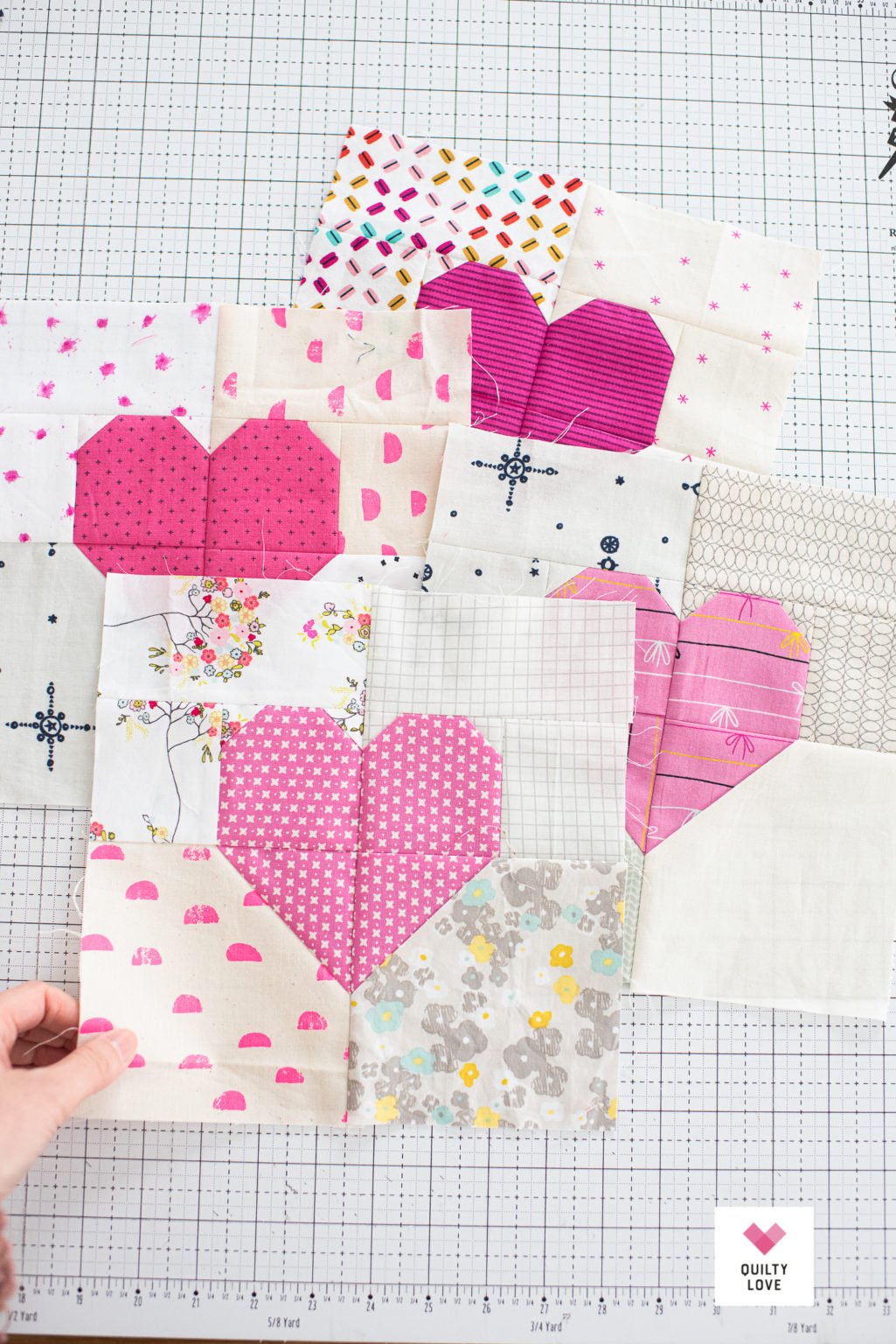 Patchwork Hearts Scrappy Rainbow Quilt - Quilty Love