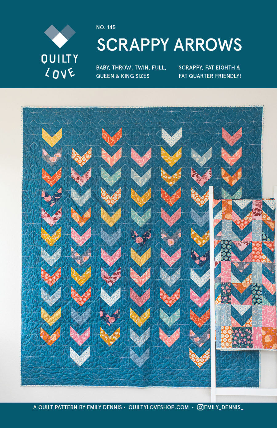 Scrappy Arrows Quilt Pattern - Unruly Nature Fabric - Quilty Love
