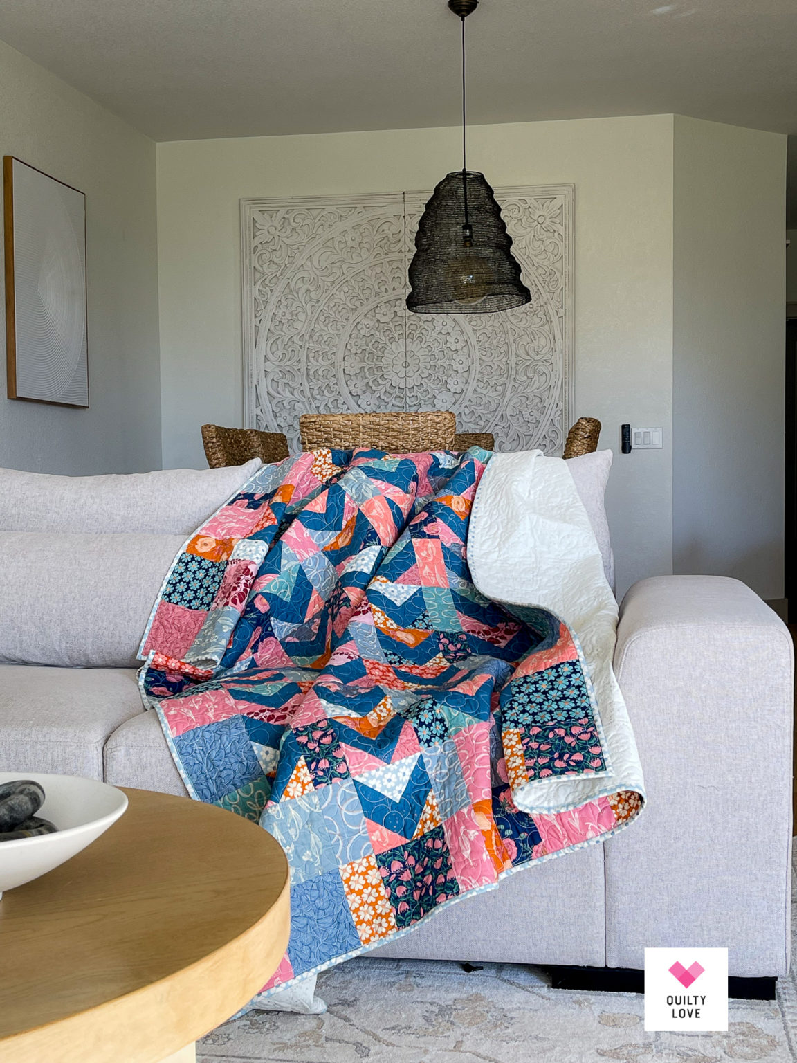 Scrappy Arrows Quilt Pattern - Unruly Nature Fabric - Quilty Love