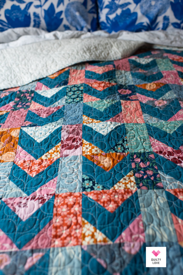 Scrappy Arrows Quilt Pattern - Unruly Nature Fabric - Quilty Love