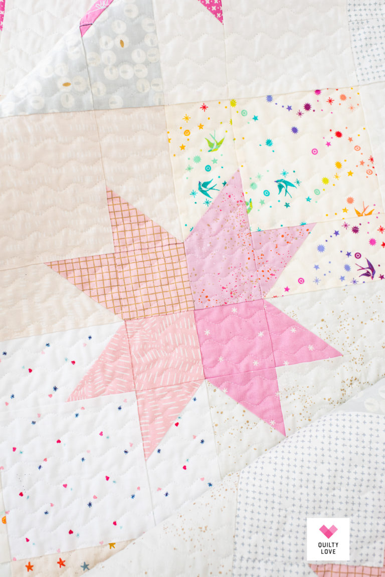 Scrappy Star Pop II quilt - the pink one - Quilty Love