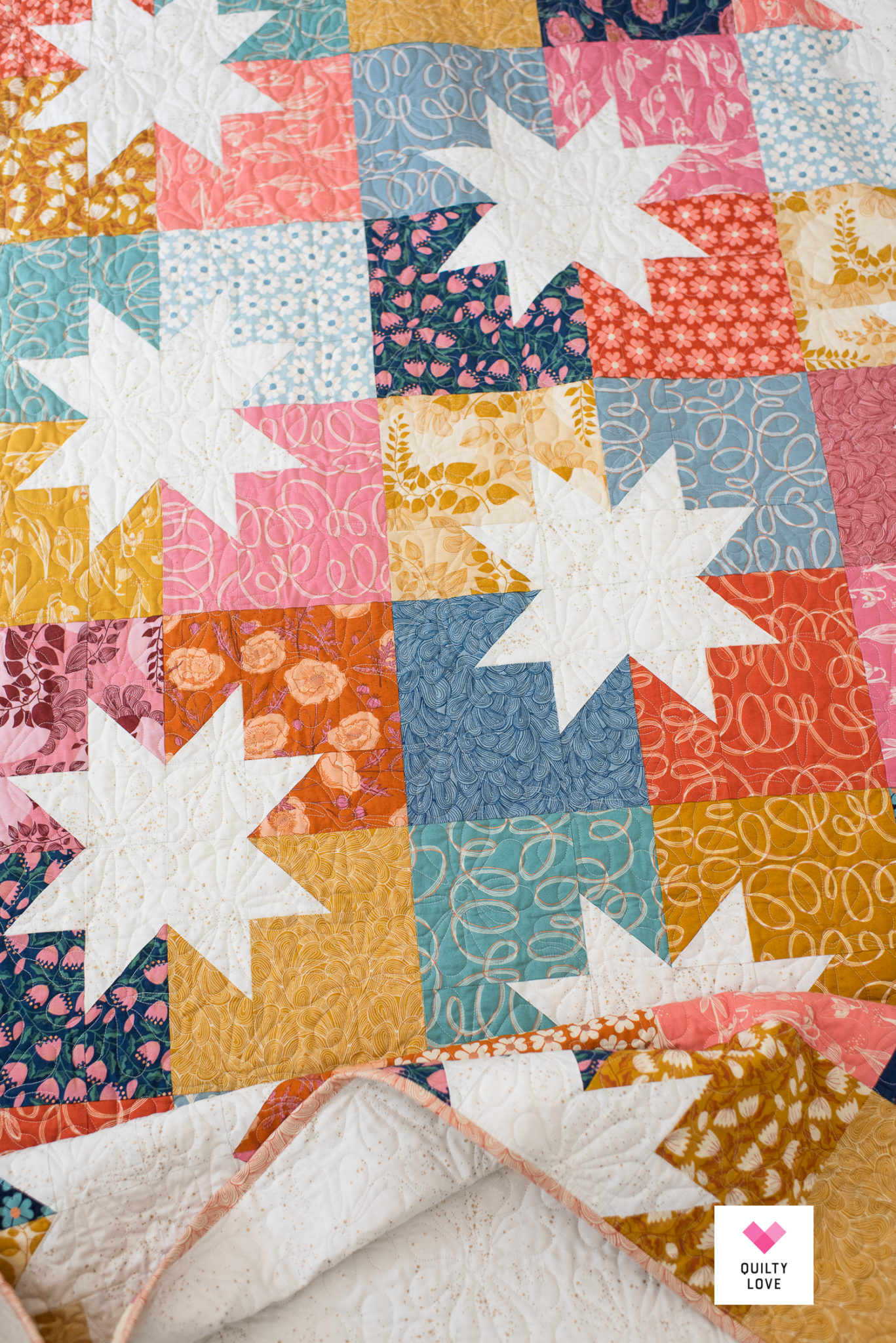 Star Pop II quilt pattern - Unruly Nature fabrics - Quilty Love