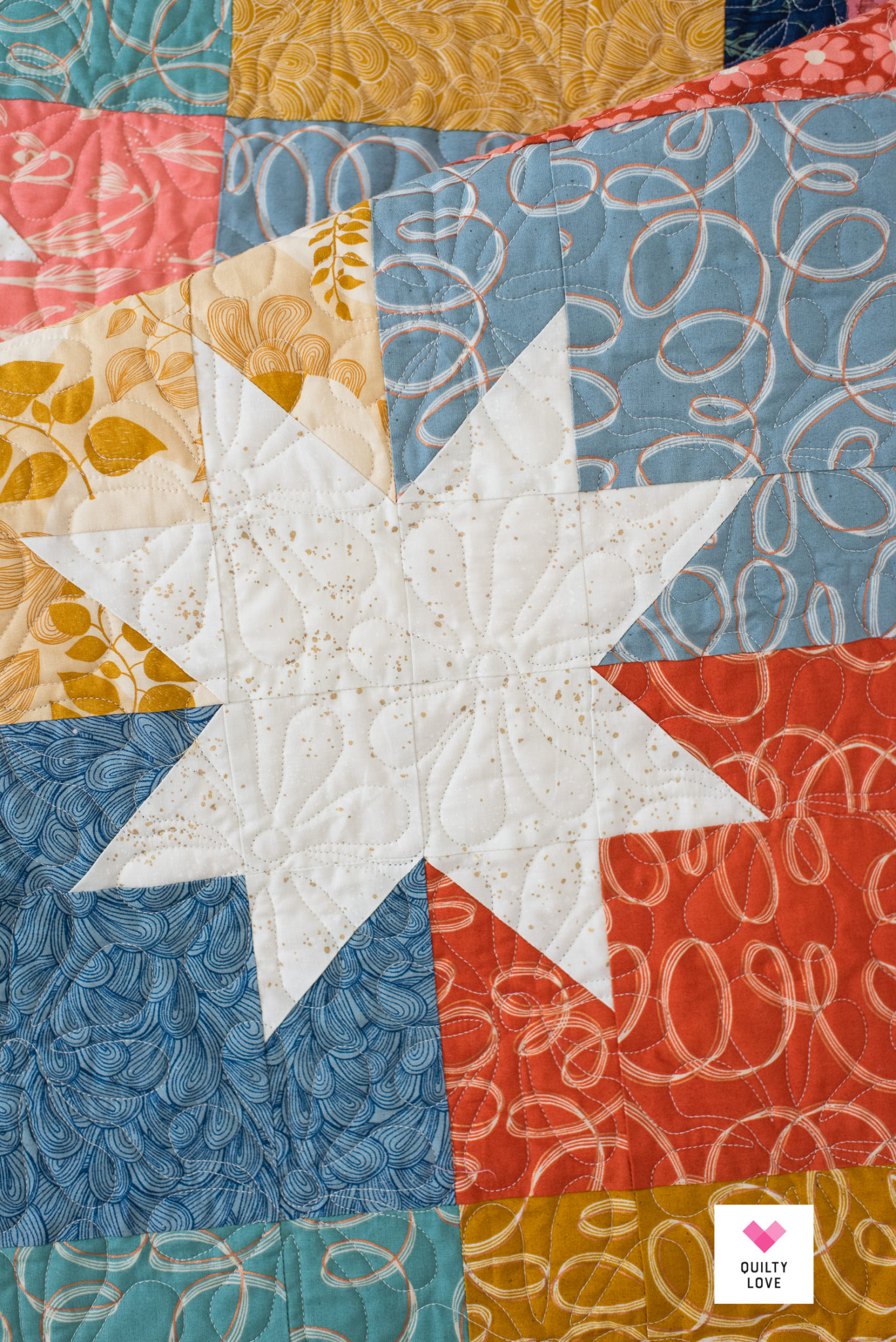 Star Pop II quilt pattern - Unruly Nature fabrics - Quilty Love